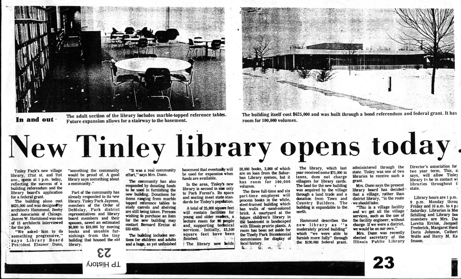 Special Collections - Tinley Park Public Library